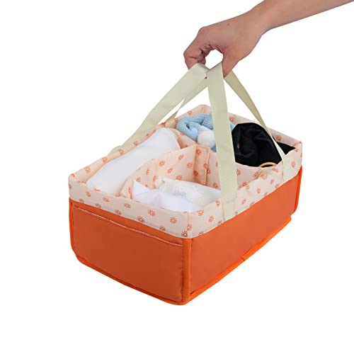 Lmbabter Baby Diaper Caddy Organizer Nursery Storage Basket Diaper Tote Bag Nappy Storage Bin for Car Travel (Orange)