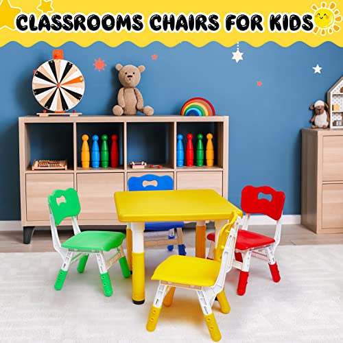 BBTO Kids Study Table and 4 Chair Set Height Adjustable Children Table and Chairs Set Kids Dining Table with Chairs for Toddler Ages 3-10, for Home, Daycare, Classroom, Easy to Wipe