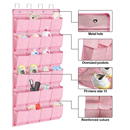 homyfort Large Toy Box Chest for Girls, Kids Toy Bin Storage Organizer with Lid for Babies,Toddlers,Nursery,Playroom，Pink Shoe Organizer Over the Door for Girls