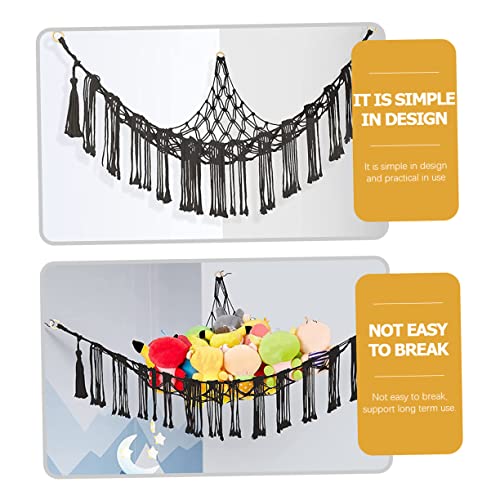 Toyvian Triangular Net Bag Stuff Animals Storage Organizer Stuffed Animal Hammock Net Stuffed Animal Net Hammock for Plushies Hammock Organizer Net for Stuffed Animals Black