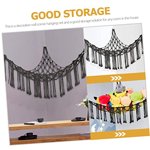 Toyvian Triangular Net Bag Stuff Animals Storage Organizer Stuffed Animal Hammock Net Stuffed Animal Net Hammock for Plushies Hammock Organizer Net for Stuffed Animals Black