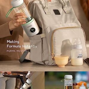 Momssy Portable Bottle Warmer, Baby Milk Warmer for Breastmilk Formula, Travel Bottle Warmer, Smart 4 Temperature Setting with USB Rechargeable Cordless, Auto Shut-Off, Multifunctional Bottle Warmer