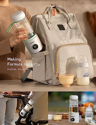 Momssy Portable Bottle Warmer, Baby Milk Warmer for Breastmilk Formula, Travel Bottle Warmer, Smart 4 Temperature Setting with USB Rechargeable Cordless, Auto Shut-Off, Multifunctional Bottle Warmer