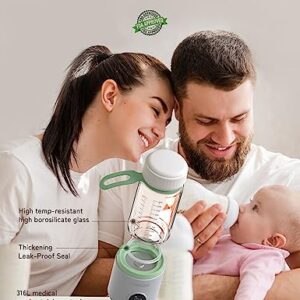 Momssy Portable Bottle Warmer, Baby Milk Warmer for Breastmilk Formula, Travel Bottle Warmer, Smart 4 Temperature Setting with USB Rechargeable Cordless, Auto Shut-Off, Multifunctional Bottle Warmer