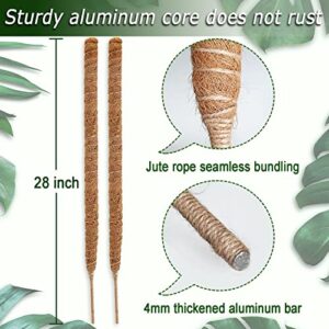 2 Pack 28 Inch Moss Pole, Bendable Moss Pole for Plants Monstera, Moss Poles for Climbing Plants Indoor, Handmade Coco Coir Plant Pole Sticks Support Stakes for Potted Plants