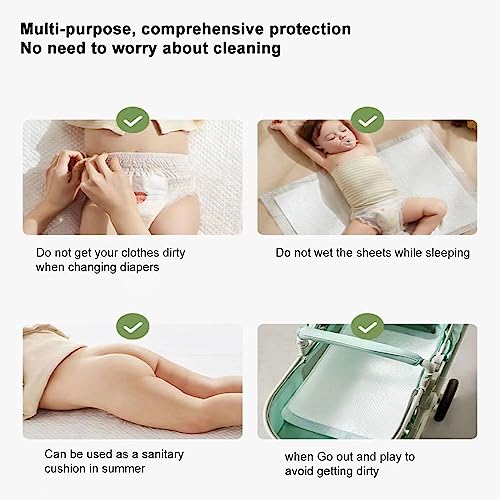 Disposable Changing Pad Liners (100 Pack) Super Soft, Disposable Changing Pads, Ultra Absorbent & Waterproof - Covers Any Surface for Mess Free Baby Diaper Changes (White)