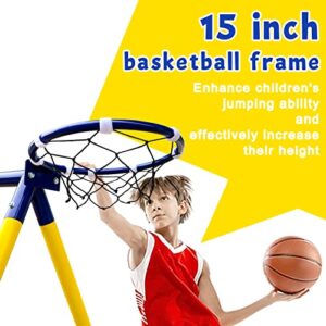 SMkidsport Swing Sets for Backyard with Slide, Basketball Hoop, Two Swing Seats and Gymnastics Rings, Playground Set for Kids Outdoor