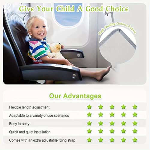 Children's Airplane seat Extender, Essential for Children's Airplanes, Children's Airplane Bed, Business Car Child Resting Foot Mats, Children's Waterproof Airplane seat Extender, Gray (Grey)