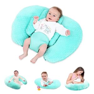 vocheer baby nursing pillows for breastfeeding, multifunctional ultra soft minky nursing pillow for baby boys and girls, baby feeding support pillow for newborn, green