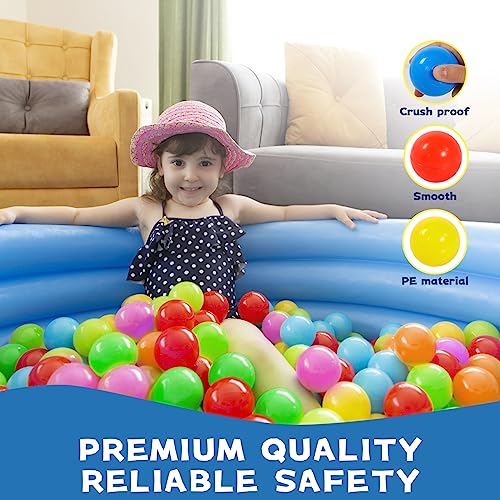 GeerWest Ball Pit Balls for Toddlers - Plastic Balls for Kids Ball Pit - Ball Pit Balls 100 with Mesh Popup Hamper for Storage - Ideal for Birthday Party Playground Pool Indoor Outdoor Games