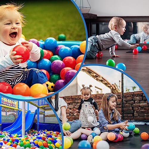 GeerWest Ball Pit Balls for Toddlers - Plastic Balls for Kids Ball Pit - Ball Pit Balls 100 with Mesh Popup Hamper for Storage - Ideal for Birthday Party Playground Pool Indoor Outdoor Games