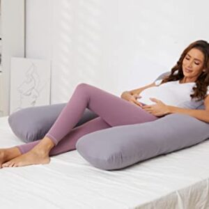 Roomate Pregnancy Pillows, U Shaped Full Body Maternity Pillow with Removable Cover - Support for Back, Legs, Belly, Hips for Pregnant Women, 57x 27 Inch Pregnancy Pillows for Sleeping, Grey