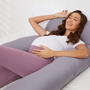 Roomate Pregnancy Pillows, U Shaped Full Body Maternity Pillow with Removable Cover - Support for Back, Legs, Belly, Hips for Pregnant Women, 57x 27 Inch Pregnancy Pillows for Sleeping, Grey