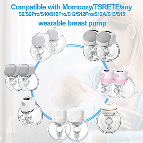 Juome Flange Inserts 13/15/17/19/21mm Compatible with Momcozy Wearable Breast Pump S12 Pro/S9 Pro/S12/S9, for TSRETE/Spectra/Medela 24mm Shields/Flanges, Include Silicone Diaphragm&Duckbill Valve