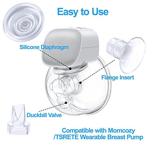 Juome Flange Inserts 13/15/17/19/21mm Compatible with Momcozy Wearable Breast Pump S12 Pro/S9 Pro/S12/S9, for TSRETE/Spectra/Medela 24mm Shields/Flanges, Include Silicone Diaphragm&Duckbill Valve