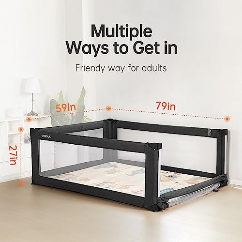 Baby Playpen Play Yard, Playpen for Babies and Toddlers Large Gate, 59x79 Baby Fence, Sturdy Safety Playpen, Indoor & Outdoor Kids Activity Center Playards, Black