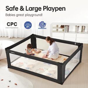 Baby Playpen Play Yard, Playpen for Babies and Toddlers Large Gate, 59x79 Baby Fence, Sturdy Safety Playpen, Indoor & Outdoor Kids Activity Center Playards, Black