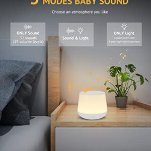 E EVEBYRA Baby White Noise Machine,32 Soothing Sounds with Night Light,Volume Control,4 Timer Portable and Rechargeable Sound Machine, Perfect for Infants,Toddlers, Kids, Adults, Home, Office, Travel