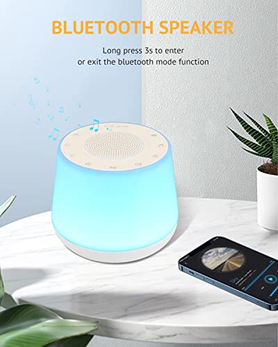 E EVEBYRA Baby White Noise Machine,32 Soothing Sounds with Night Light,Volume Control,4 Timer Portable and Rechargeable Sound Machine, Perfect for Infants,Toddlers, Kids, Adults, Home, Office, Travel