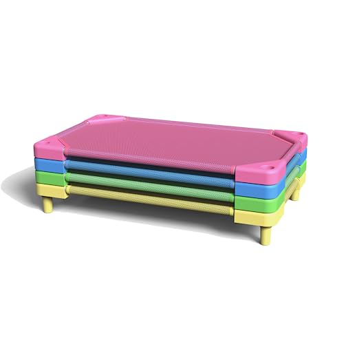 NOUJULOUN Daycare Cots,Cots for Daycare Kids,Preschool Stackable Cots Dollar,Nap Cots for Daycare Dollar (Macaron, 52"x23", 4Pack)