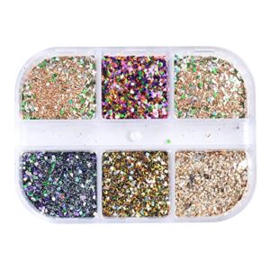 cordless nail set for nails 6 grid/set nail glitter powder glitter nail glitter sugar powder irregular particle nail styling powder set nail decoration nail trainer