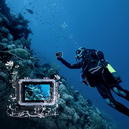 Adostob 4K30FPS Action Camera, Ultra HD Front LCD and 2.0" Rear Screen 40m/131ft Underwater Cameras,Stabilization 170° Wide Angle WiFi Sports Waterproof Camera 2 Batteries SD Card Accessories Kit