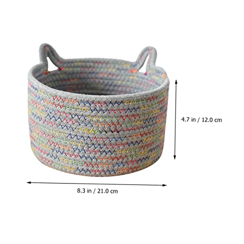 DOITOOL Cotton Rope Storage Basket Table Trays for Eating Cotton Muslin Blanket Makeup Pallet Bathroom Basket Bins Small Woven Basket Woven Rope Basket Makeup Organizer Storage Holder Grey