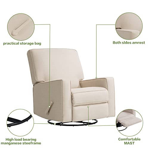 ASHOMELI Swivel Glider and Recliner Chair,Swivel 360°,Water Repellent & Stain Resistant (Off-White)