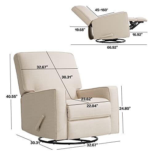 ASHOMELI Swivel Glider and Recliner Chair,Swivel 360°,Water Repellent & Stain Resistant (Off-White)