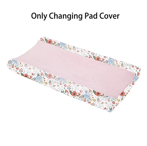 Changing Pad Cover Super Soft- Breathable Floral Changing Table Sheet Infant Changing Mat Cover for Baby Boys Girls diaper changing mattress cover Comfy & Breathable Changing Table Cover Changing Pads