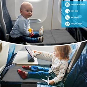 Toddler Airplane Travel Bed, Airplane Seat Extender for Kids, Anti-Slip Design Kids Airplane Travel Essentials, Child Resting Foot Mats, Lightweight & Foldable (Grey-1pcs)