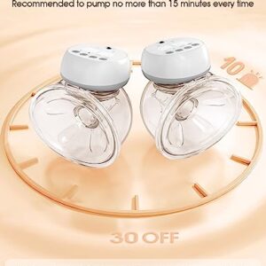 Hands Free Breast Pump Wearable Breast Pump 12 Levels 3 Modes Double Portable Electric Breast Pump w/Remote Control,140°Soft Silicone,LCD,1200mAh Battery,Low Noise Leak-Proof Painless Breastfeeding