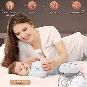 Hands Free Breast Pump Wearable Breast Pump 12 Levels 3 Modes Double Portable Electric Breast Pump w/Remote Control,140°Soft Silicone,LCD,1200mAh Battery,Low Noise Leak-Proof Painless Breastfeeding