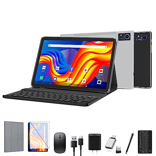 【2023 Newest Tablet】Android 12 Tablet with Keyboard, 16(8+8)GB RAM 128GB ROM 1TB Expand Tablets 10 inch, 2.4G/5G WiFi Tablet Android, Octa-Core 1920 * 1200 IPS Display 13MP Camera, 7000mAh, GPS, Black