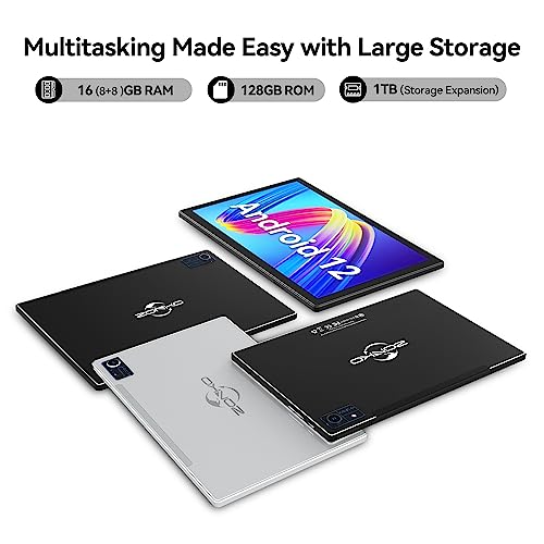 【2023 Newest Tablet】Android 12 Tablet with Keyboard, 16(8+8)GB RAM 128GB ROM 1TB Expand Tablets 10 inch, 2.4G/5G WiFi Tablet Android, Octa-Core 1920 * 1200 IPS Display 13MP Camera, 7000mAh, GPS, Black