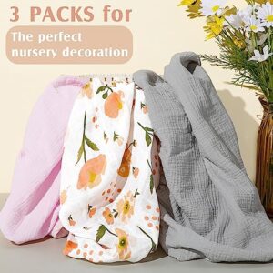 Newwiee 3 Pcs Muslin Changing Pad Cover Neutral Diaper Change Table Pad Covers Soft Breathable Changing Table Sheets for Baby Boys Girls Gift Fit 32 x 16 inch Contoured Pad