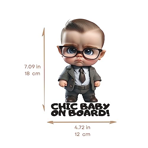 LOL Collection 3D Baby on Board Sticker for Cars - New Generation - "Chic Baby on Board" - Large 7 Inches Safety Sign