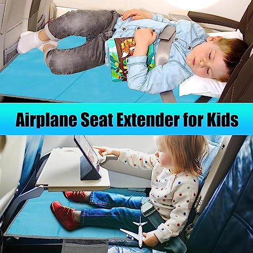 Toddler Airplane Travel Bed Portable, Airplane Footrest for Kids, Airplane Footrest Seat Extender for Kids, Baby Travel Essentials for Flying, Travel Foot Rest for Airplane Flights (Blue)