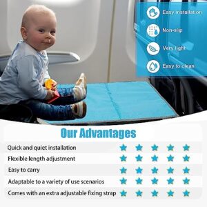 Toddler Airplane Travel Bed Portable, Airplane Footrest for Kids, Airplane Footrest Seat Extender for Kids, Baby Travel Essentials for Flying, Travel Foot Rest for Airplane Flights (Blue)