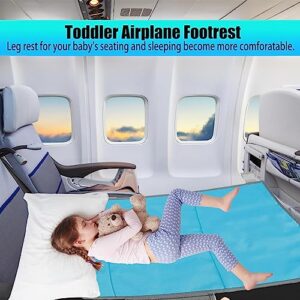 Toddler Airplane Travel Bed Portable, Airplane Footrest for Kids, Airplane Footrest Seat Extender for Kids, Baby Travel Essentials for Flying, Travel Foot Rest for Airplane Flights (Blue)