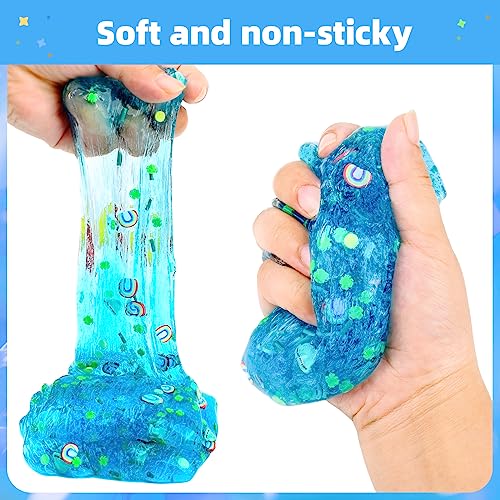 Crystal Slime Kit, 5 Pack Crunchy Clear Glitter Slime Party Favor Gifts, Stress Relief Toy for Girls and Boys, Soft Non-Stick Putty Slime for Kids, DIY Birthday Crystal Glue Boba Glimmer Slime