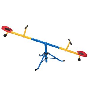 Kids Seesaw Teeter Totter, 2-Person Heavy Duty Playground Equipment for Backyard 360 Degrees Rotation Toddlers Metal with Stopper Pole, Outdoor Kindergarten Activity Facility for Playground Backyard