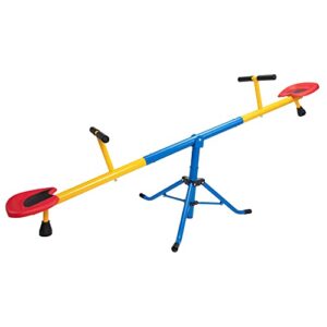 Kids Seesaw Teeter Totter, 2-Person Heavy Duty Playground Equipment for Backyard 360 Degrees Rotation Toddlers Metal with Stopper Pole, Outdoor Kindergarten Activity Facility for Playground Backyard