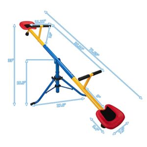 Kids Seesaw Teeter Totter, 2-Person Heavy Duty Playground Equipment for Backyard 360 Degrees Rotation Toddlers Metal with Stopper Pole, Outdoor Kindergarten Activity Facility for Playground Backyard