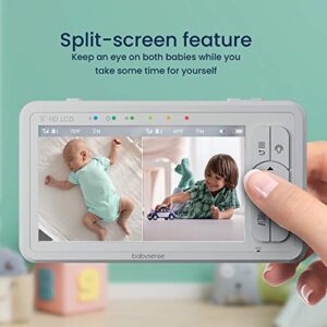 2 in 1 - Babysense Video Baby Monitor with Two HD Cameras & 5" HD Display Bundled with Smart Baby White Noise Sound and Light Machine