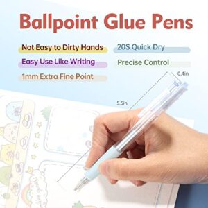 Vamoseehi Ballpoint Glue Pen, Quick Dry Fine Tip Glue Pen, Apply Glue Like Writing, Easy and Precise Control Glue Pen for Crafting, Scrapbooking, Card Making, Foil Calligraphy, Kids Craft Supplies