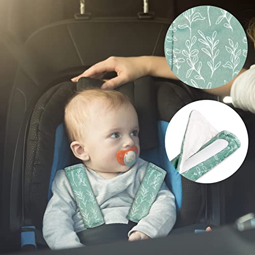 HNHUAMING Baby Car Seat Strap Covers Shoulder Pads for Baby Kid, Green Baby Car Seat Head and Body Support,2-in-1 Reversible CarSeat Insert,Soft Cushion for Stroller, Swing, Bouncer,Green Sage