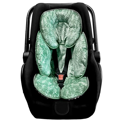 HNHUAMING Baby Car Seat Strap Covers Shoulder Pads for Baby Kid, Green Baby Car Seat Head and Body Support,2-in-1 Reversible CarSeat Insert,Soft Cushion for Stroller, Swing, Bouncer,Green Sage