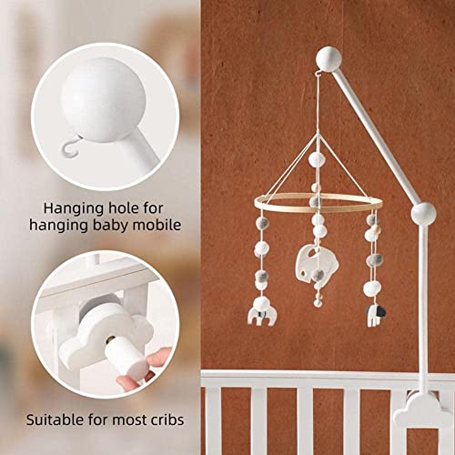 Hanging Wooden Baby Crib Mobile Arm Baby Mobile Arm Strong Slip Attachment Wooden Nursery Accessories Bed Decor Bell