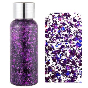 meicoly mermaid body glitter,singer concerts music festival rave accessories,intense glitter makeup face glitter gel,chunky glitter for eye lip hair nail,sparkling body glitter gel for women,06 purple